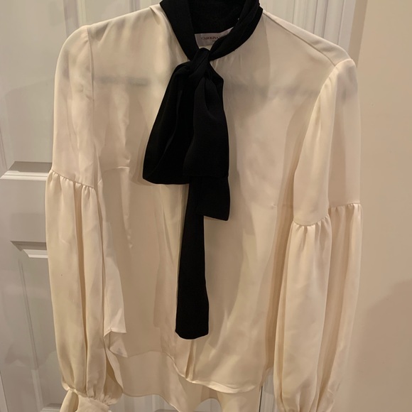 Carolina Herrera | Tops | Carolina Herrera Lavalier Bow Silk Blouse ...